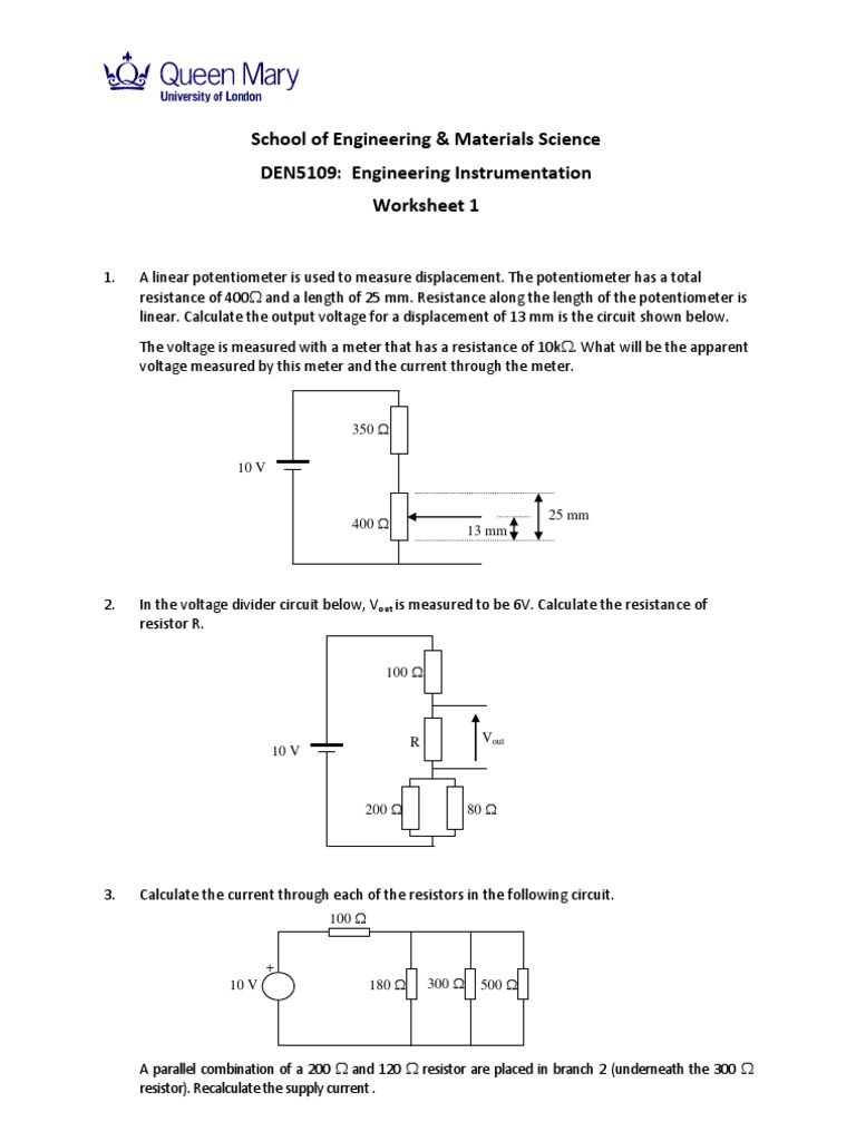 Worksheet1 - Questions PDF | PDF | Electrical Resistance And ...
