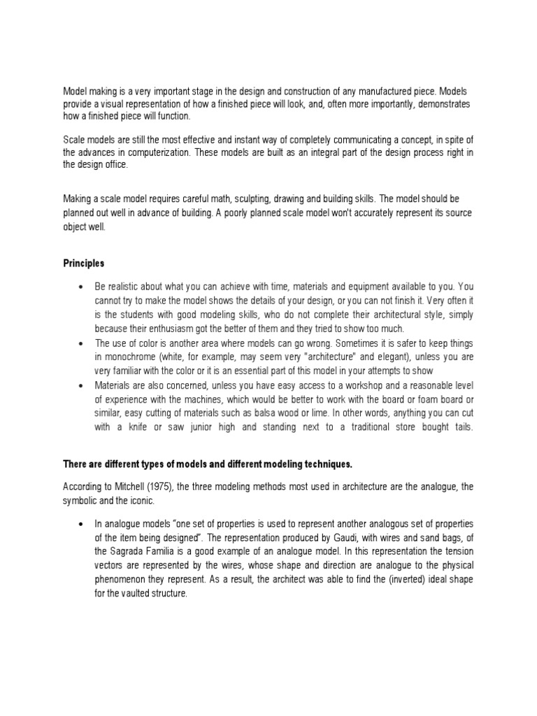 Principles and Techniques in Scale Model Making | PDF | 2 D Computer ...