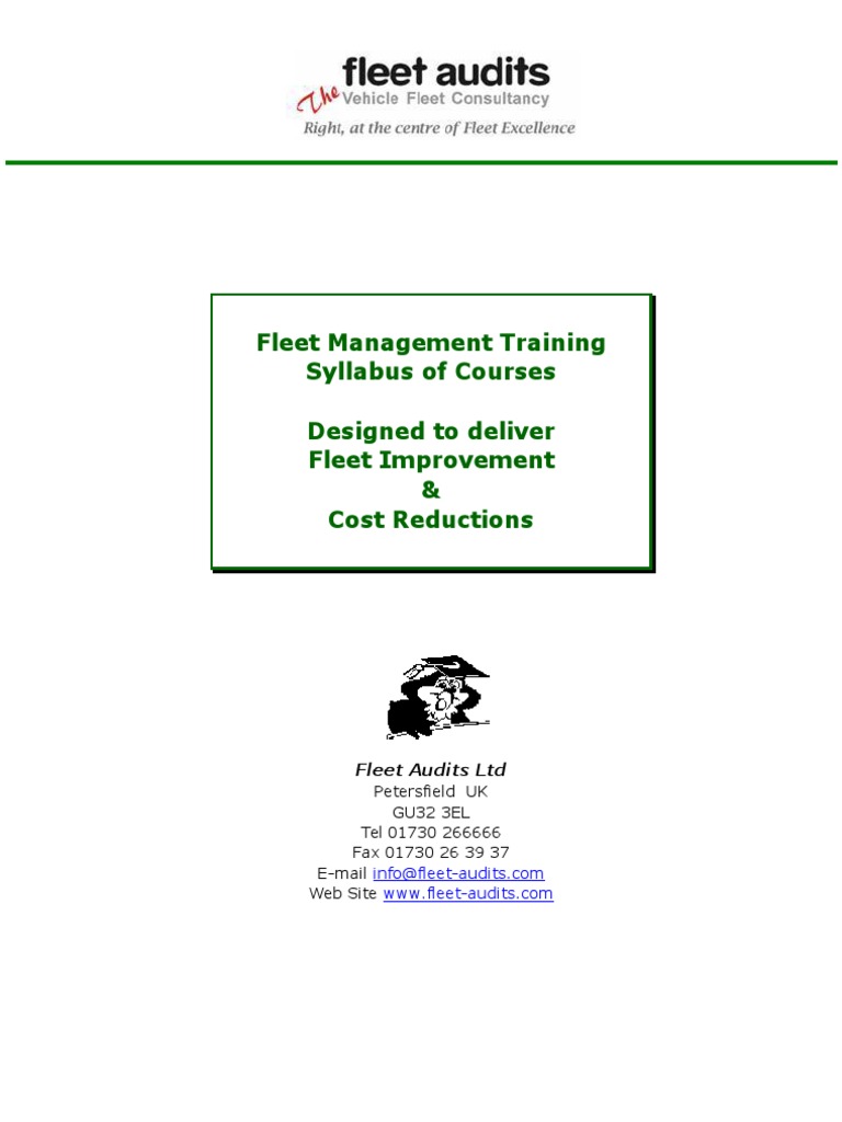 Fleet Management Training Syllabus 2023 | PDF | Taxes | Risk Management