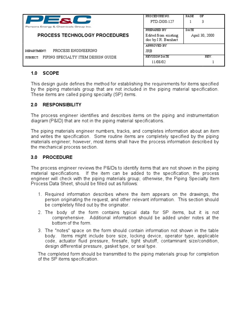 Piping Specialty Item Design Guide | PDF | Specification (Technical ...