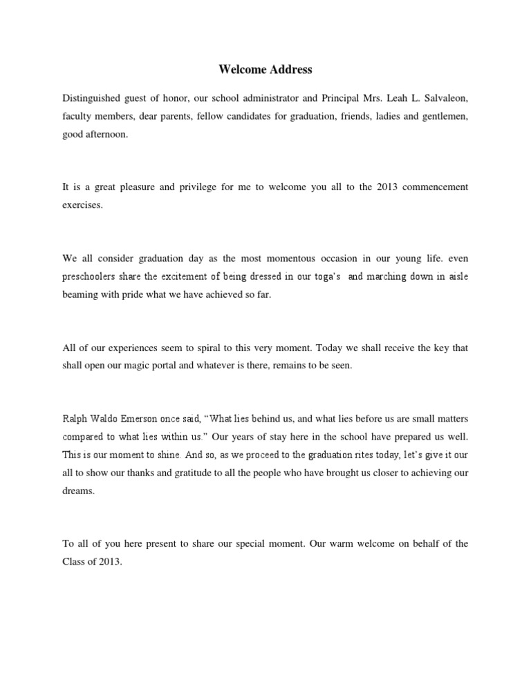 Welcome Address | PDF