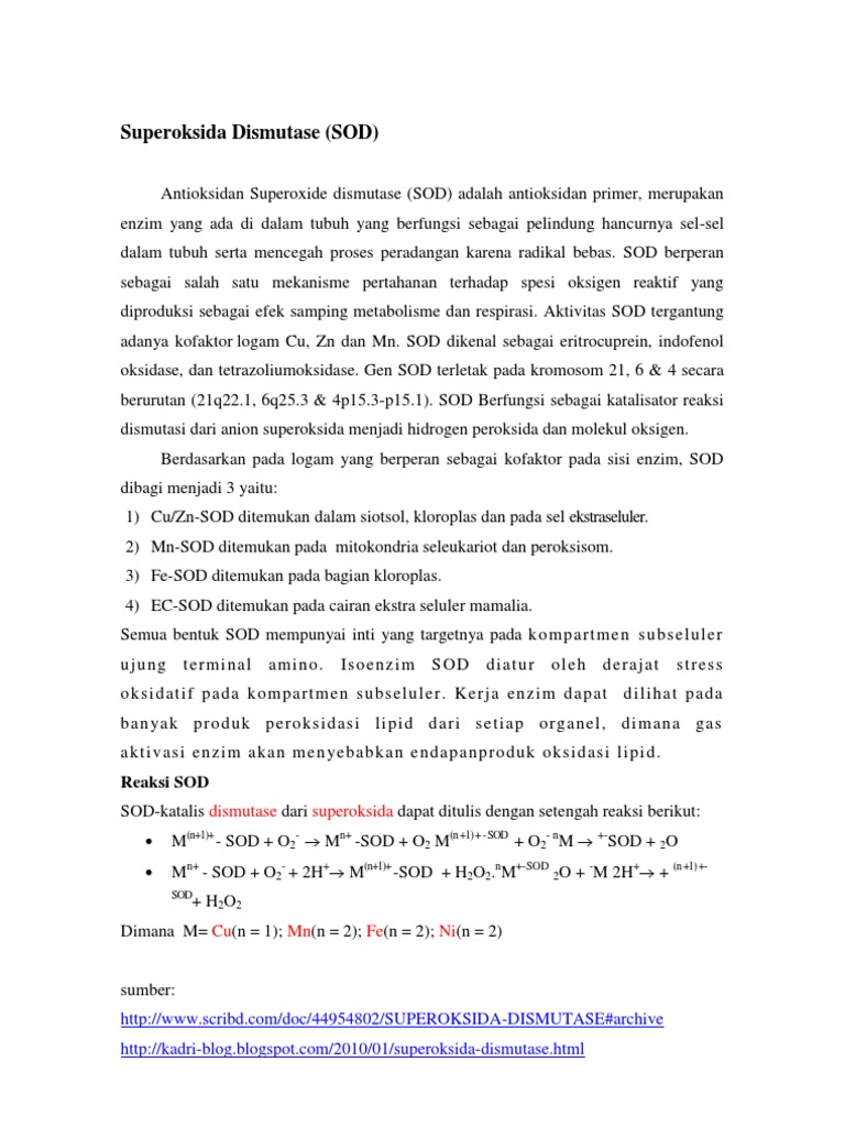 Superoksida Dismutase | PDF