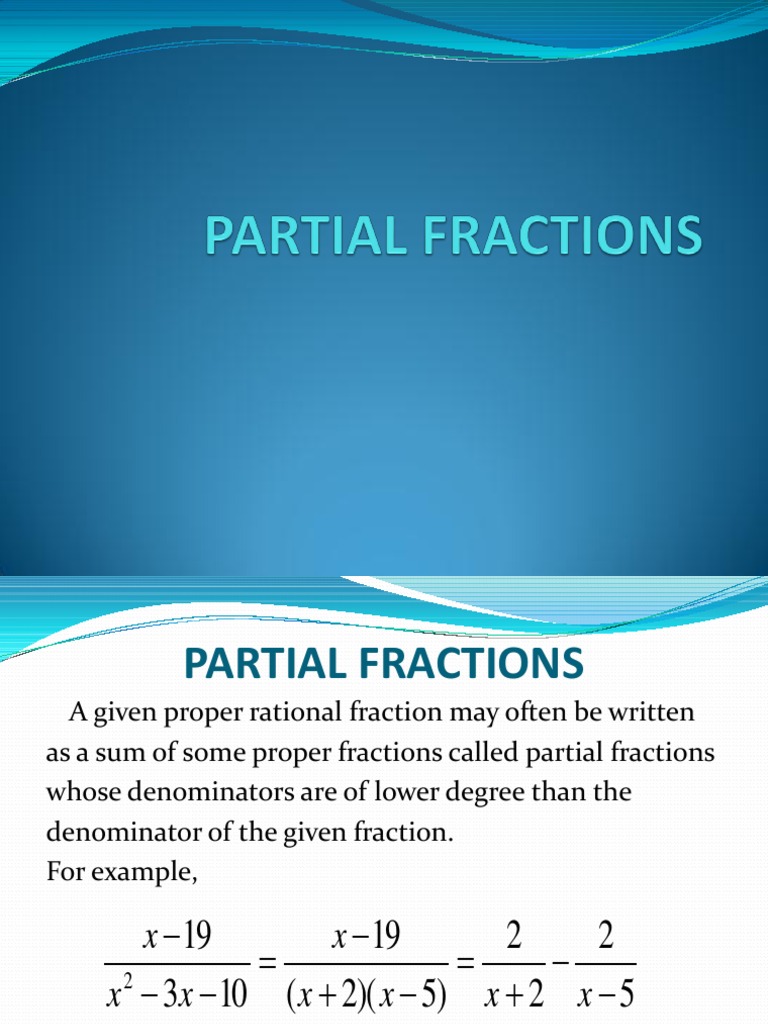 Partial Fractions for Math Students | PDF | Fraction (Mathematics ...