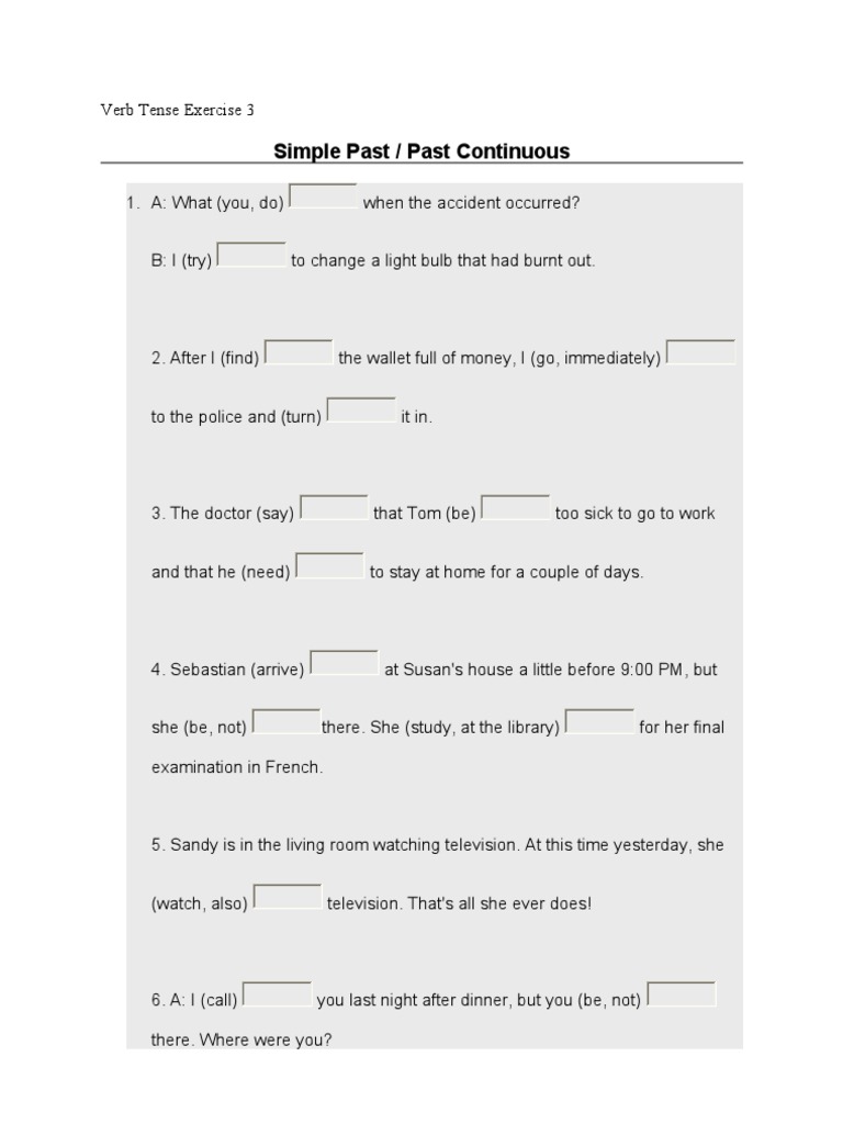 Verb Tense Exercise 3 | PDF