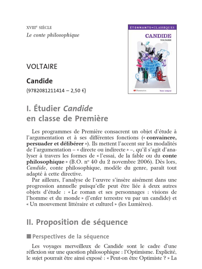 Analyse de "Candide" de Voltaire | PDF | Candide | Science