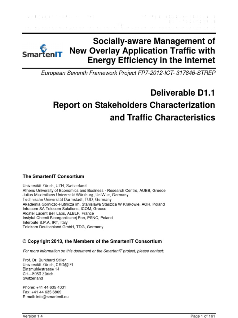 Deliverable D1 1 Report On Stakeholders Characterization And Traffic