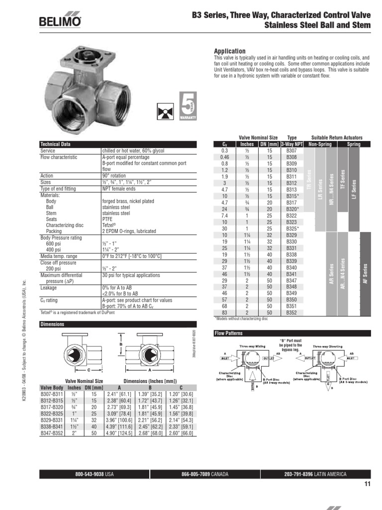 B3 - ARB120 - SR Belimo Three Way Valves | PDF | Valve | Power Supply