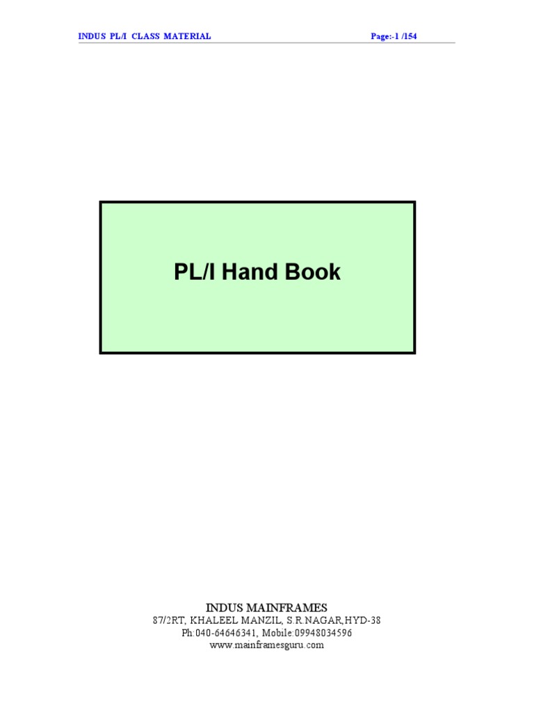 PLI Hand Book | PDF | Parameter (Computer Programming) | Subroutine