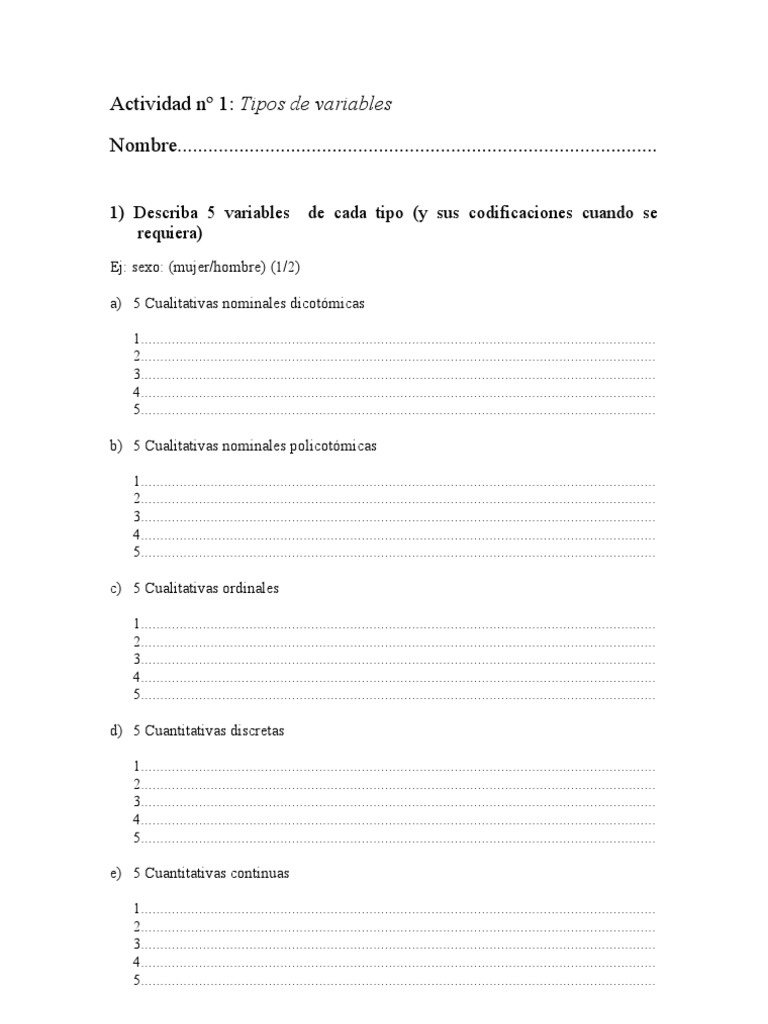 Actividad 1 Variables | PDF | Informática | Historia