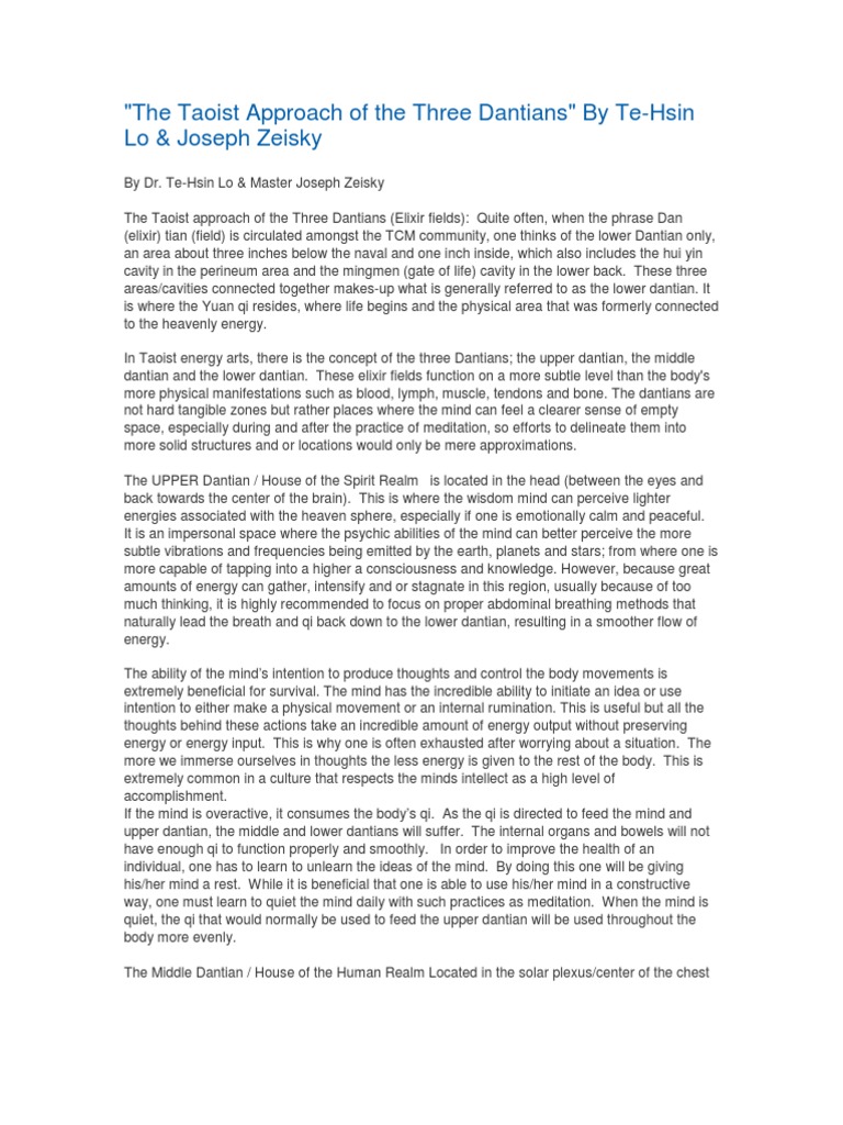 Taoist Approach of the Three Dantians | Qi | Mind