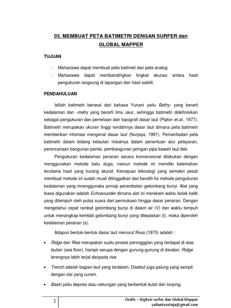 Tutorial Global Mapper Dan Surfer Untuk Membuat Peta Batimetri | PDF