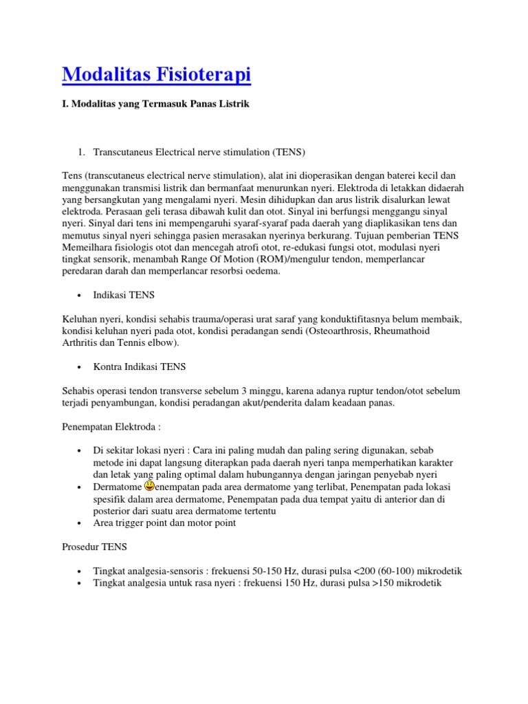 Modalitas Fisioterapi | PDF | Sains & Matematika