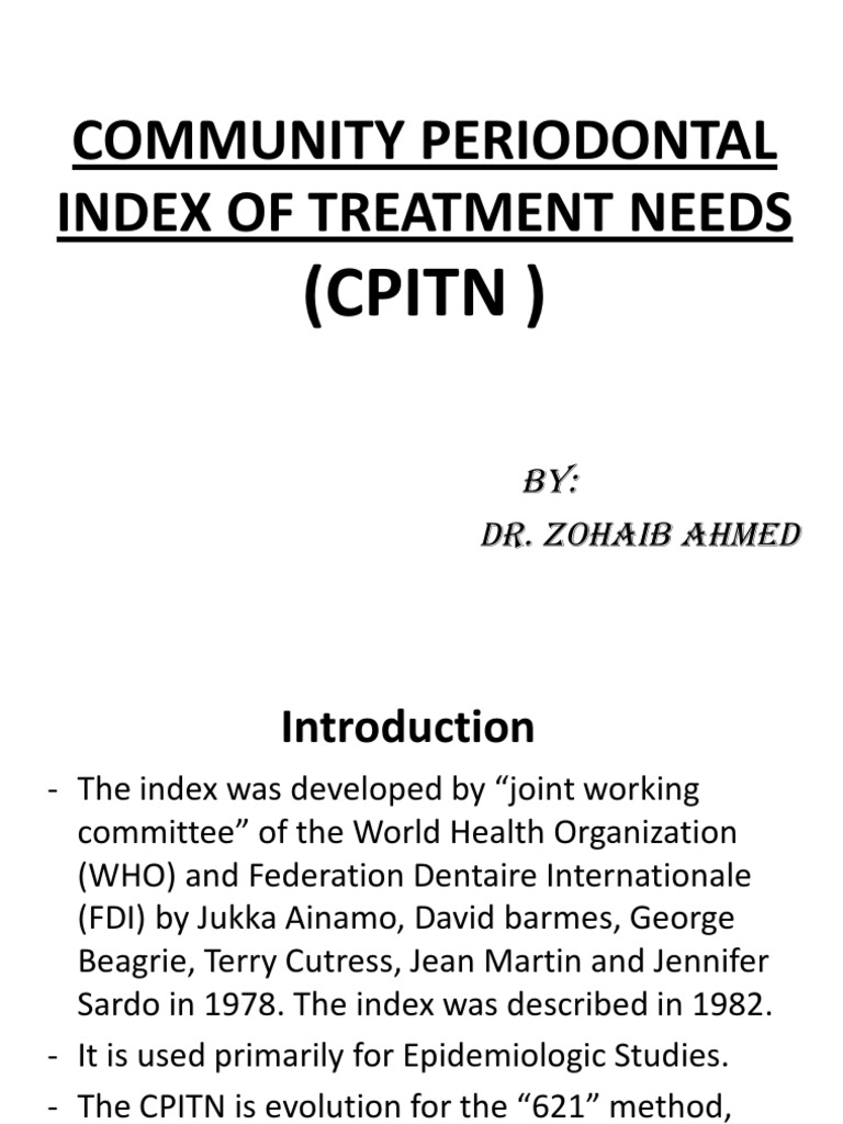 Complete CPITN PRESENTATION PDF | PDF | Periodontology | Gingiva