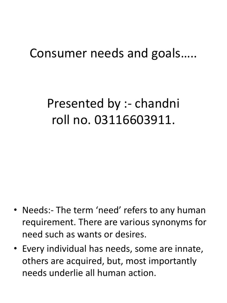Understanding Consumer Needs and Goals | PDF