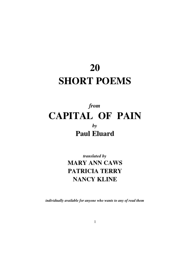 20 Short Poems From Paul Eluard's Capital of Pain | PDF | Nature