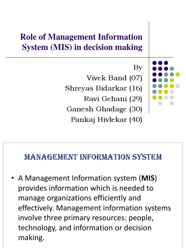 Role of Information System in Decision Making | PDF | Marketing ...