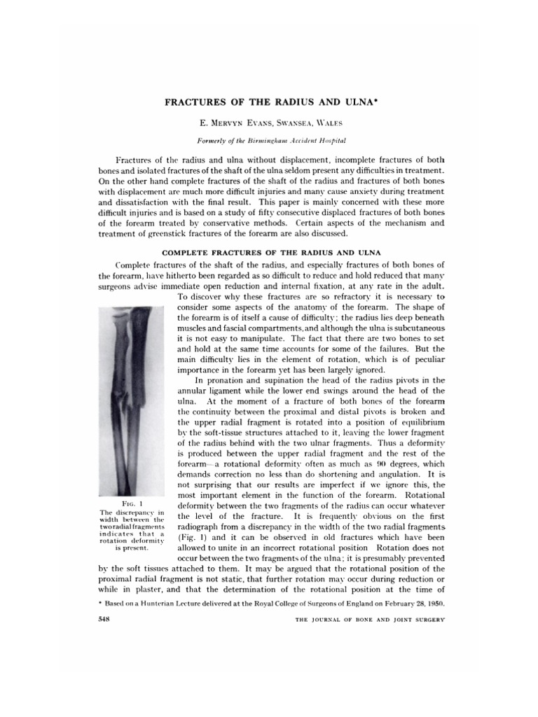 Fractures OF THE Radius AND Ulna : Mervyn Evans, Swansea | PDF ...