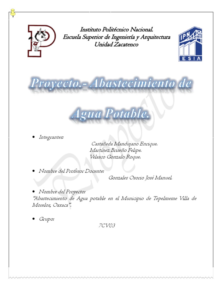 Proyecto de Agua Potable1.2 | PDF | Tubería (transporte de fluidos) | Hormigón