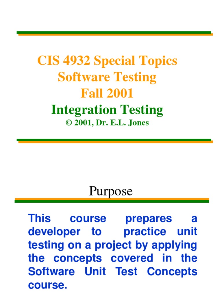 CIS 4932 Special Topics Software Testing Fall 2001 | PDF | Component ...