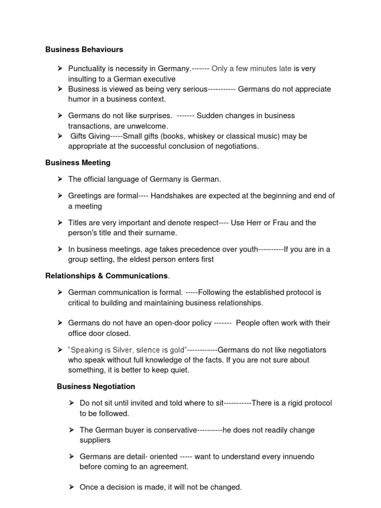 German Business Etiquette Guide | PDF