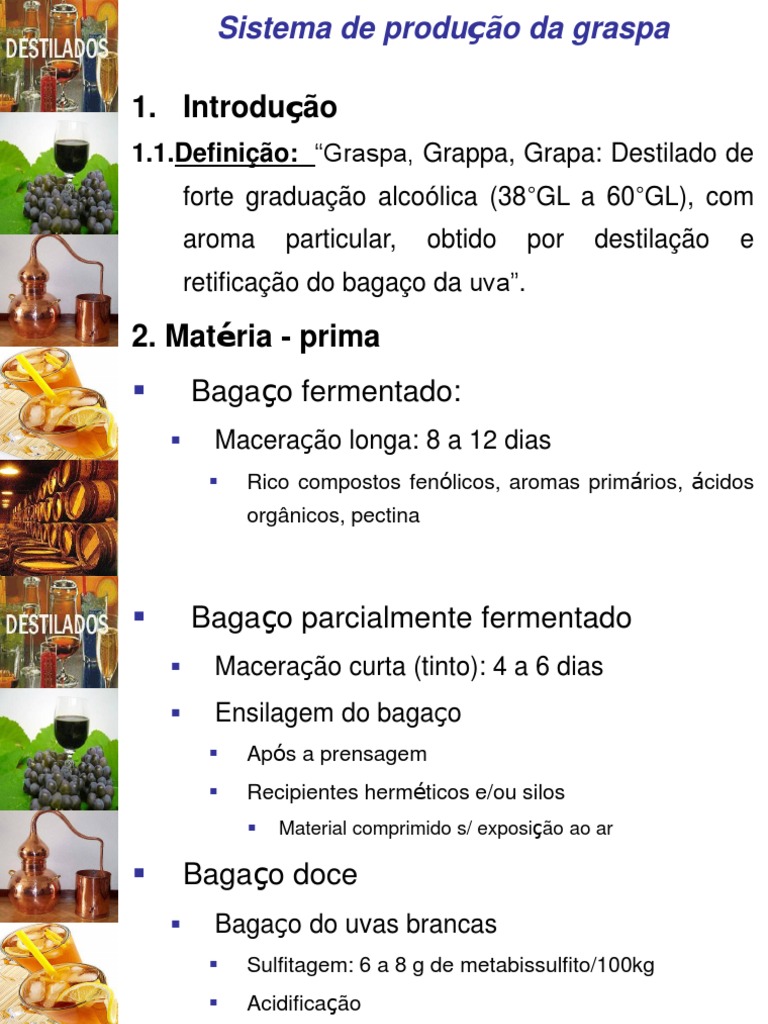 Produção e Destilação da Graspa | PDF | Gastronomia, comida e vinho ...