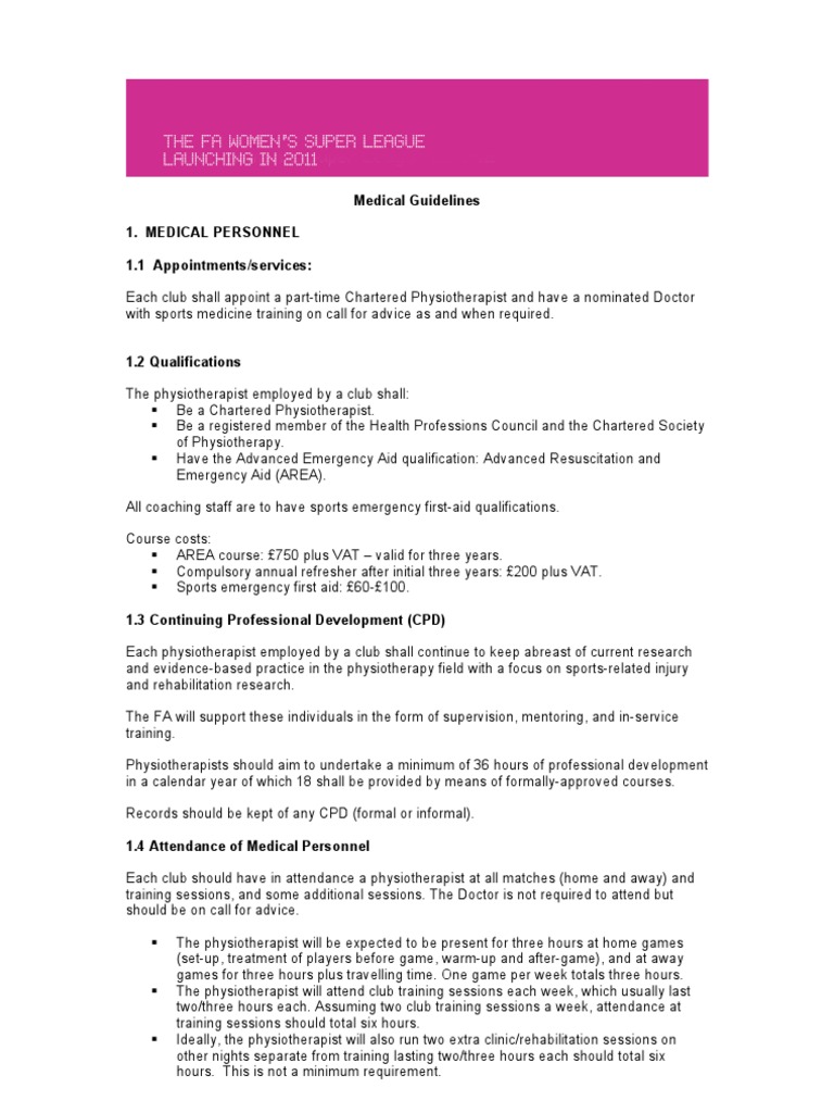 Medical Guidelines 1. Medical Personnel 1.1 Appointments/services | PDF ...