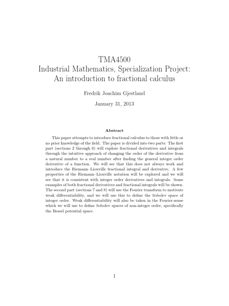 An Introduction To Fractional Calculus | PDF | Fourier Transform | Calculus