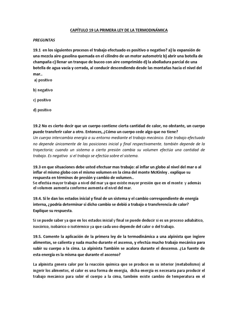 Respuestas Capitulo 1 Fisica Termodinamica Tipler | PDF | Gases | Calor