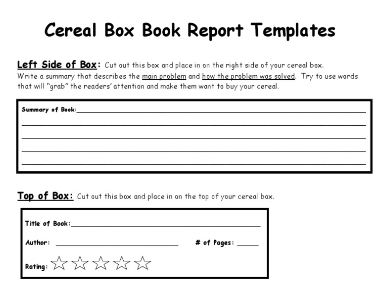 Cereal Box Book Report Template | PDF