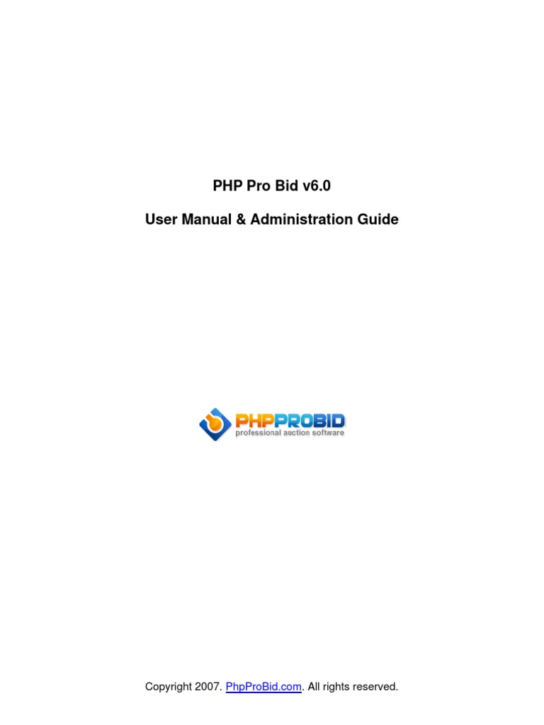 PHP Pro Bid Manual | PDF | Auction | Installation (Computer Programs)