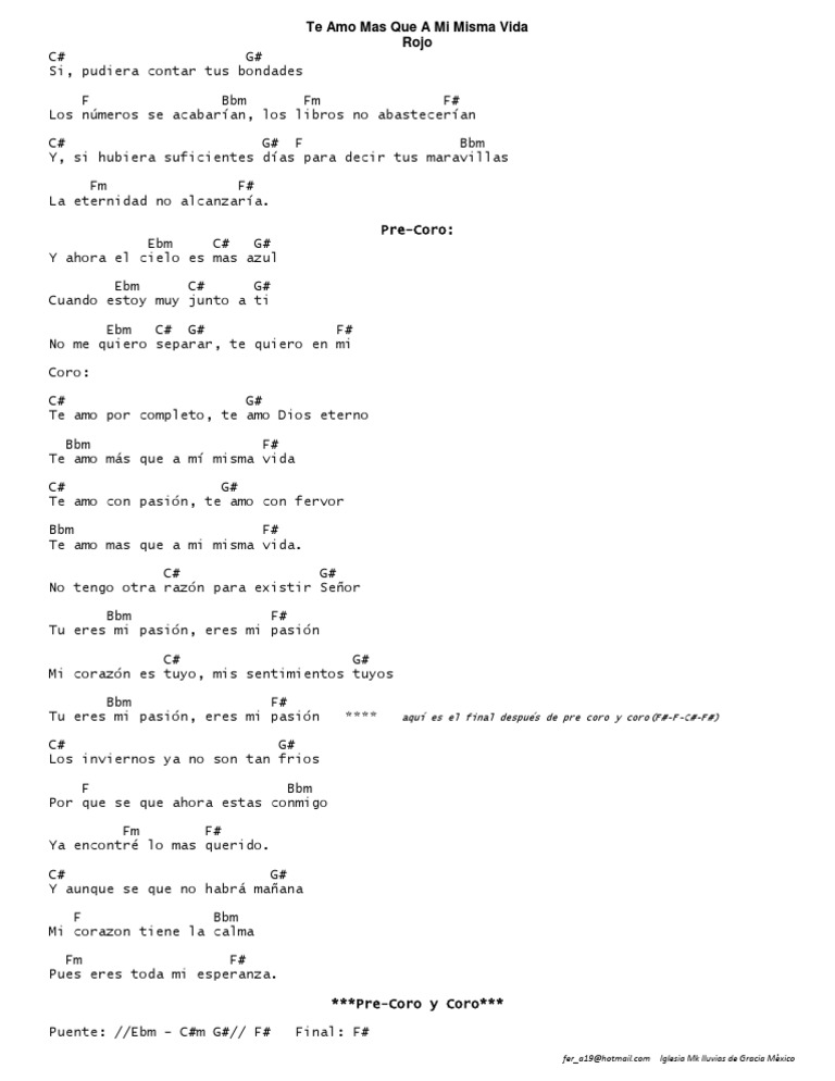 Te Amo Mas Que A Mi Misma Vida Rojo | PDF