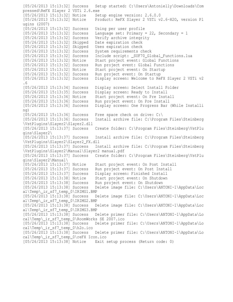 ReFX Slayer 2 VSTi Installation Log | PDF | Computers