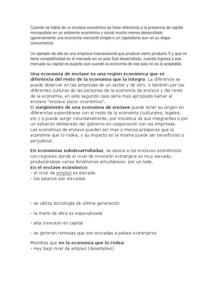 Economía de Enclave: Definición y Ejemplos | PDF | Capital (economía ...