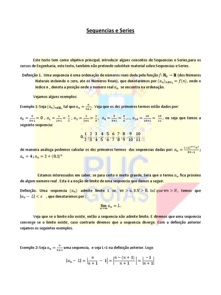 Sequencias e Series PDF | PDF | Limite (Matemática) | Objetos matemáticos
