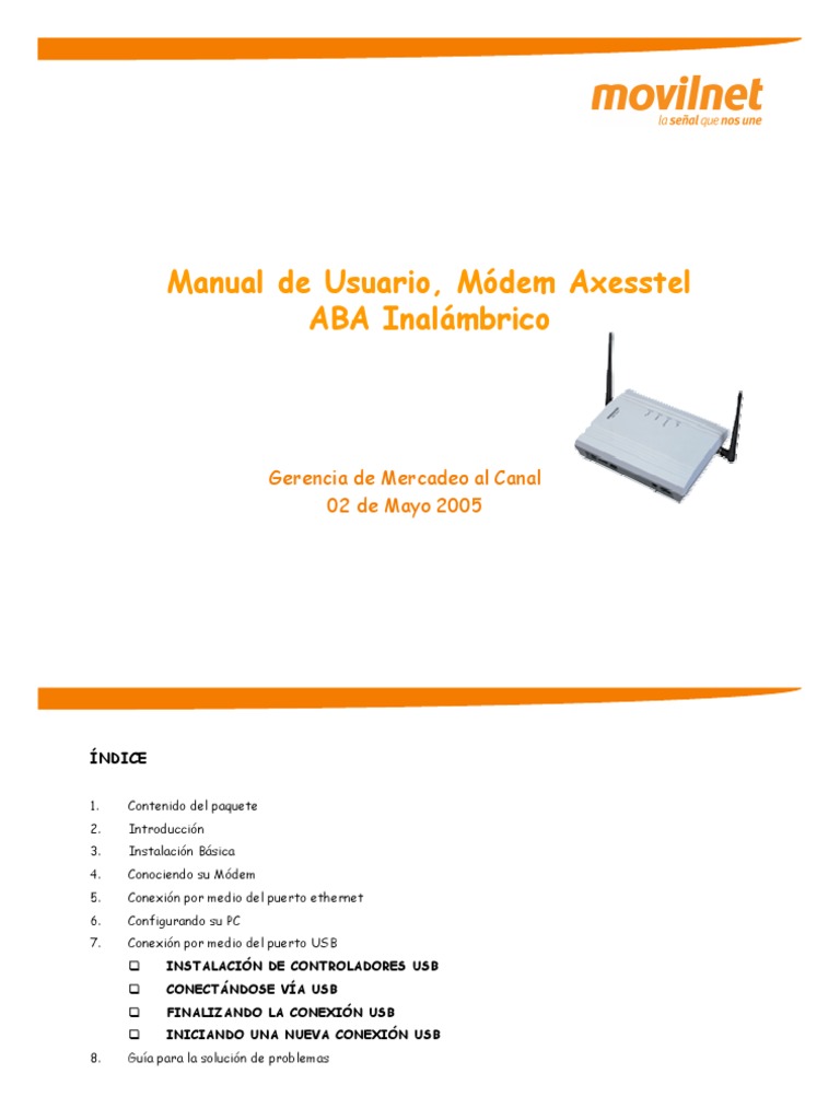 Manual Del Usuario Modem Axesstel | PDF | Dirección IP | USB