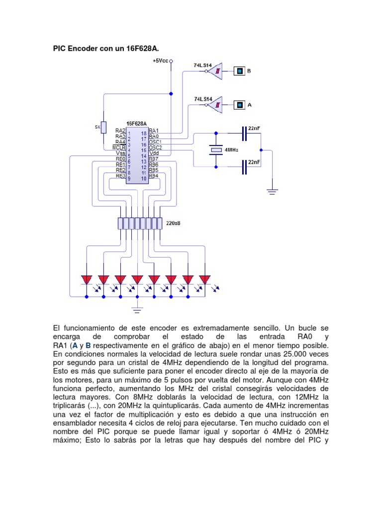 PIC Encoder Con Un 16F628A | PDF | Engranaje | Poco