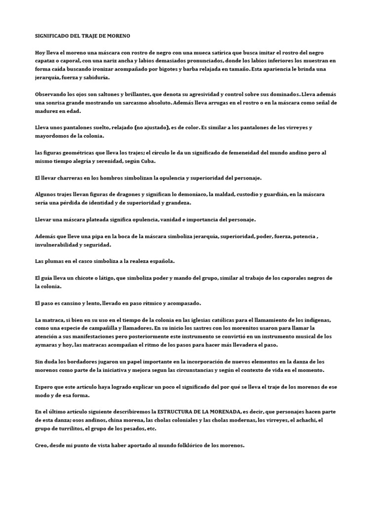 Significado del Traje de Moreno | PDF | Carne | ensalada