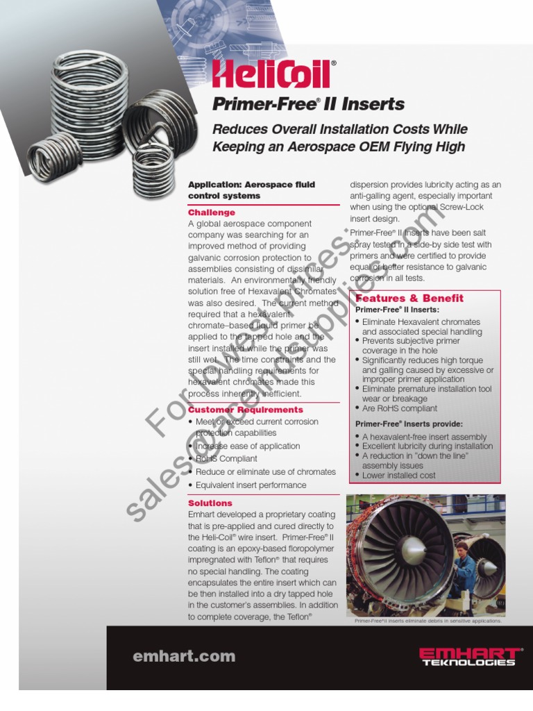 HeliCoil Primer Free II Applications | PDF | Screw | Corrosion