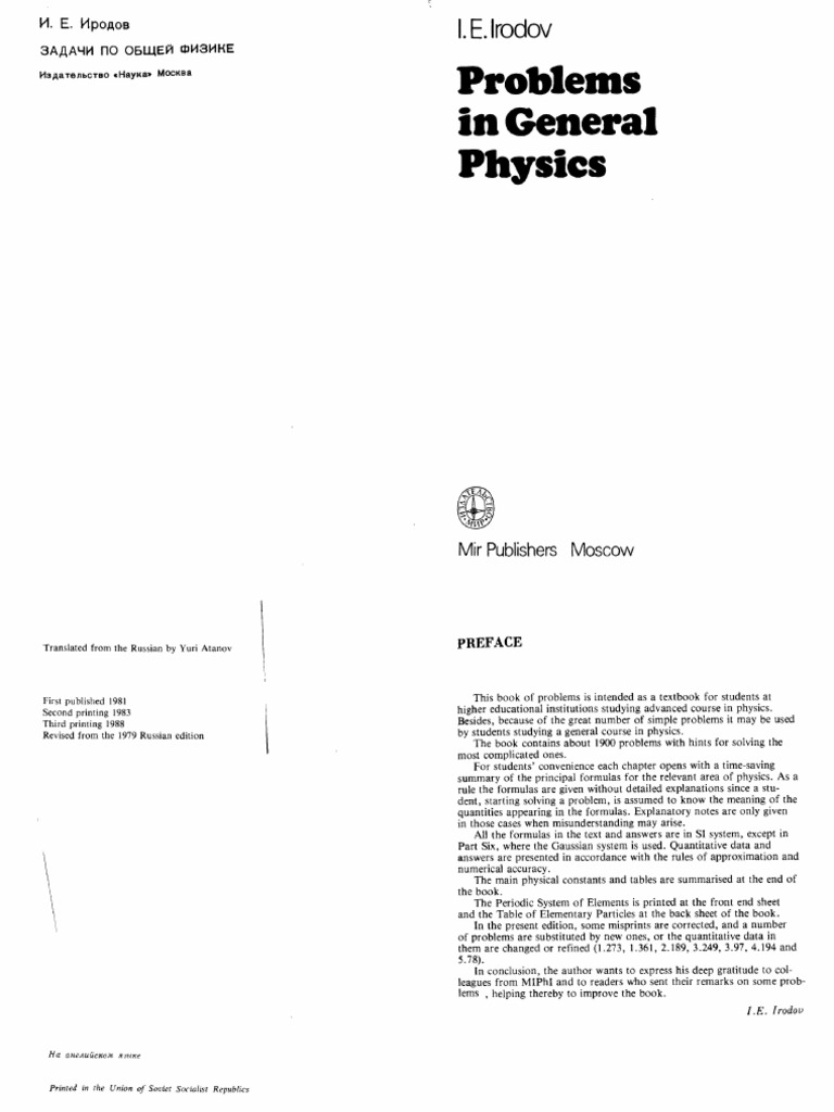 Irodov - Problems in General Physics | PDF