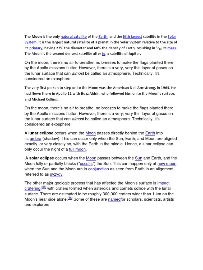 Facts About the Moon's Characteristics | PDF | Science & Mathematics