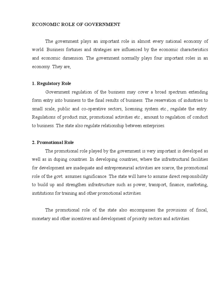 Economic Role of Government | PDF