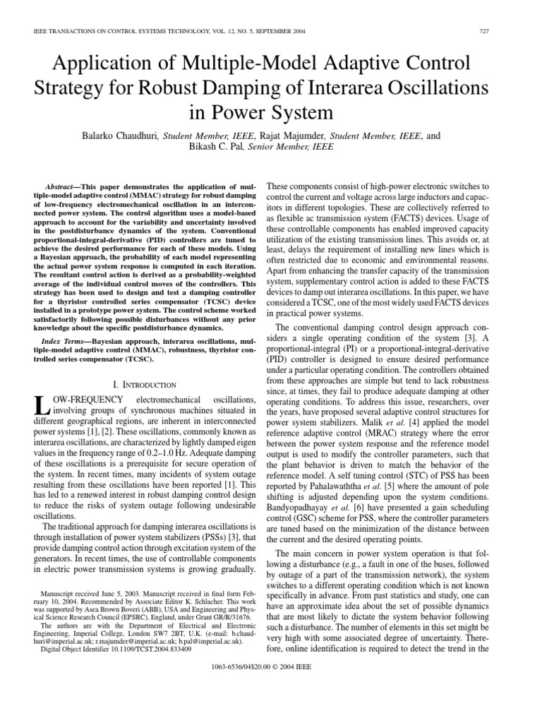 Application Of Multiple Model Adaptive Control Pdf