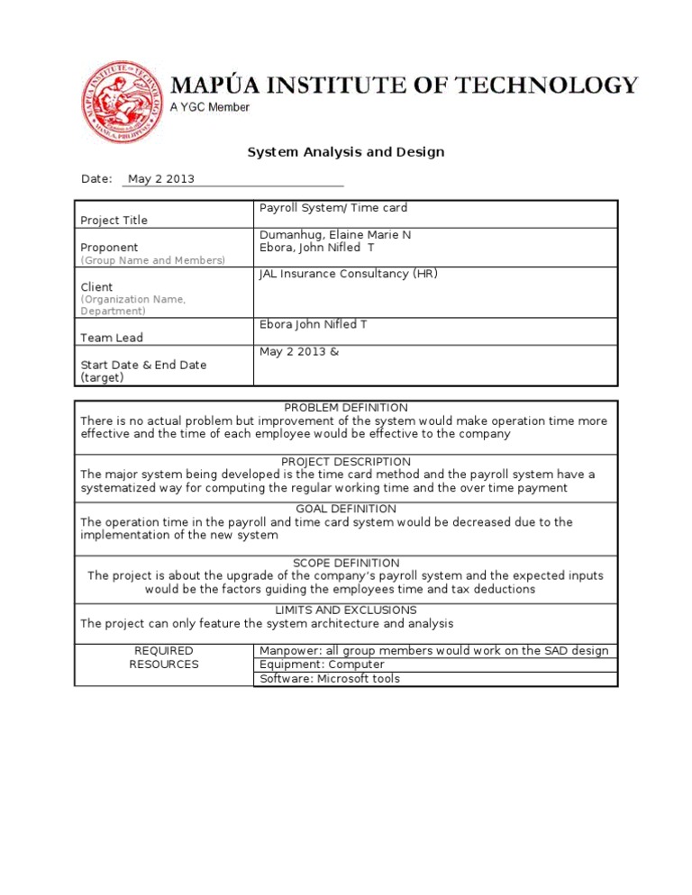 01 - SAD Project Proposal Template | PDF