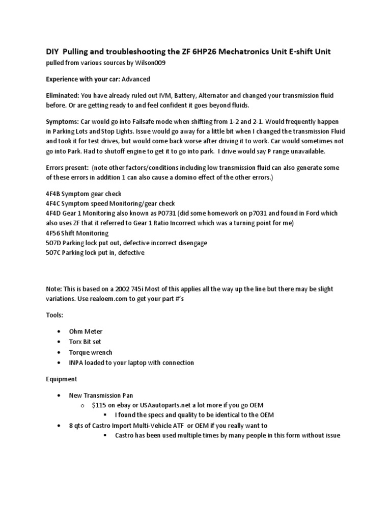 ZF Transmission Repair ZF 6HP26 Pulling and Troubleshooting The ...