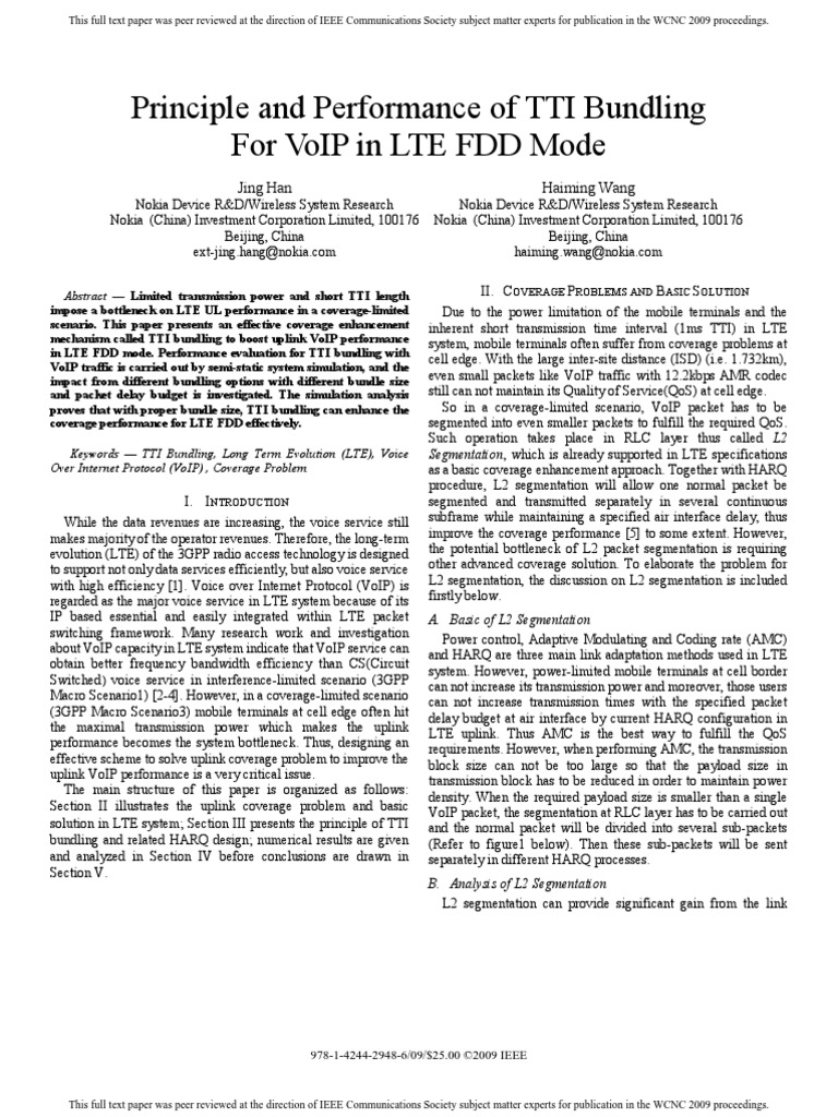 Tti Bundling 2 Pdf Voice Over Ip Lte Telecommunication