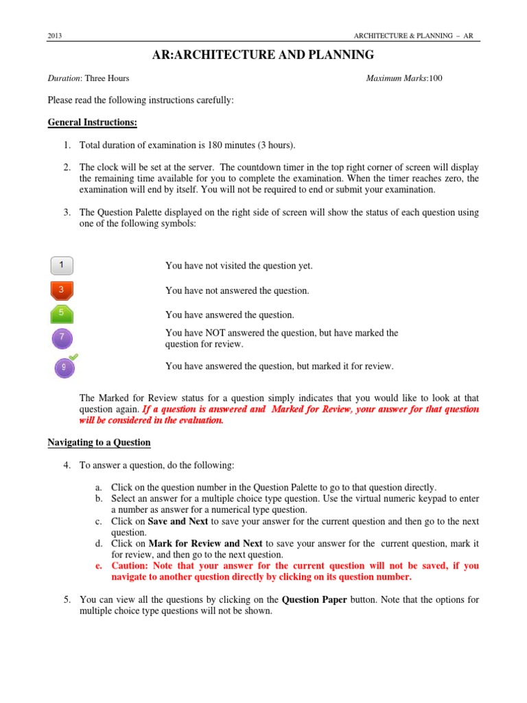 GATE 2013 Architecture Question Paper | PDF