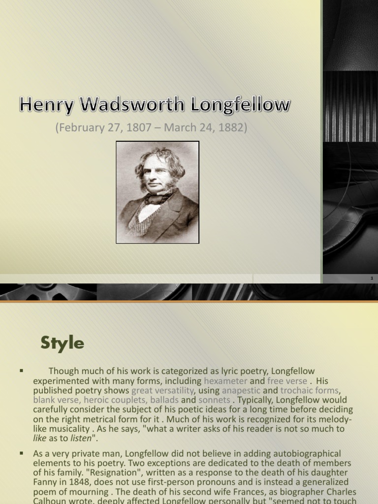 Longfellow's Poetic Style and Legacy | PDF | Henry Wadsworth Longfellow ...