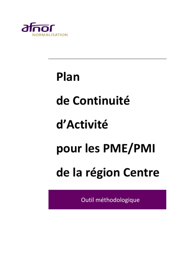 Guide Afnor Sur La Mise en Oeuvre Dun Plan de Continuit Des Activits PCA PDF | PDF ...