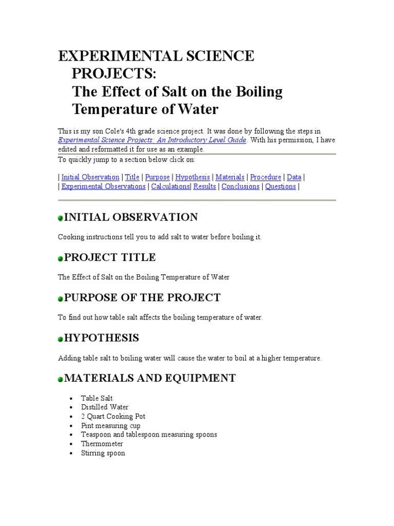 Experimental Science Projects | PDF | Boiling | Thermometer