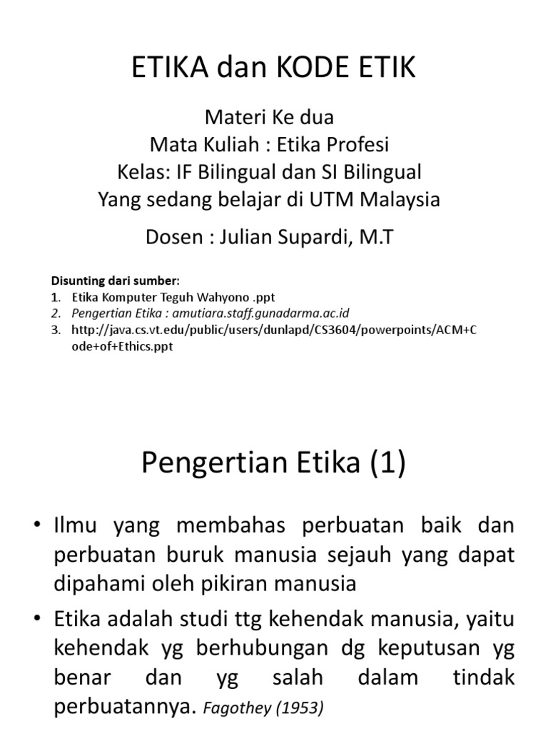 Etika Dan Kode Etik | PDF | Loyalitas | Kepemimpinan